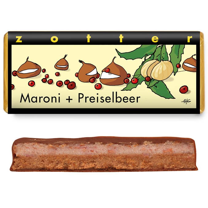 Bio + fair ciocolata cu lapte umpluta cu castane si merisoare, 70g ...