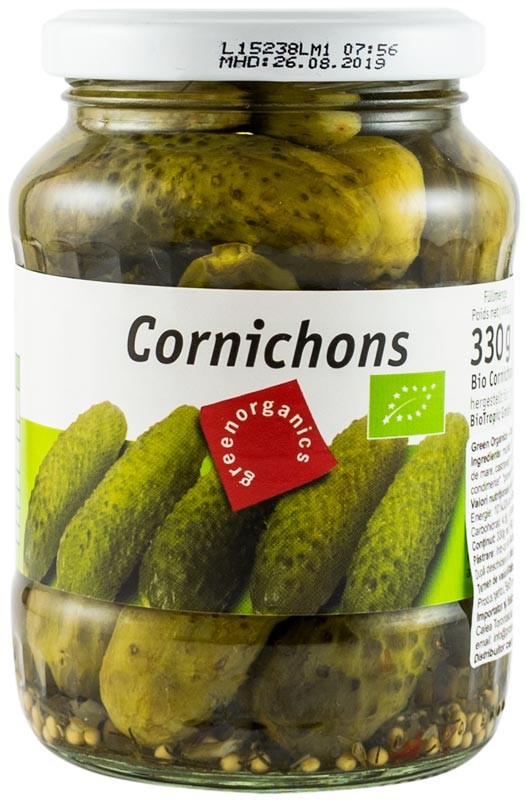 Castraveti murati bio, 330g / 190g Green Organics - Scufita Rosie – Pronat