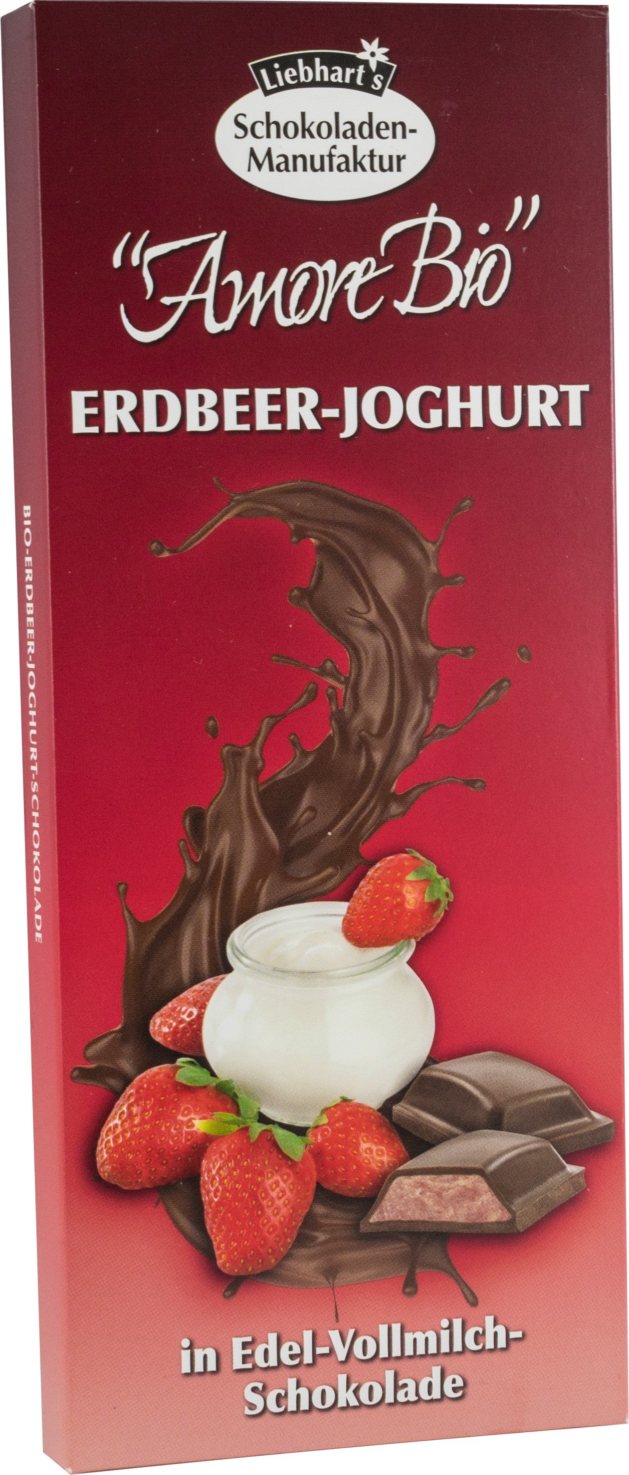 Ciocolata bio cu lapte umpluta cu iaurt de capsuni, 100g Liebhart's ...