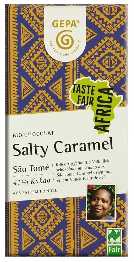 Ciocolata bio si fairtrade cu lapte si caramel sarat, 80g Gepa ...