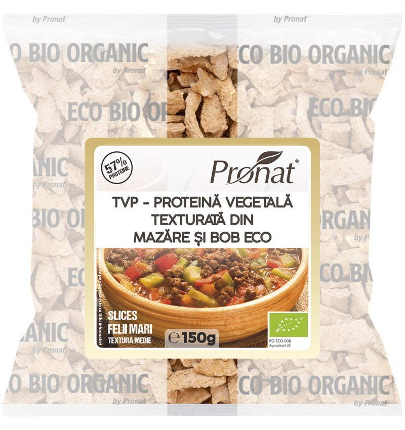 TVP - Proteina vegetala texturata din mazare si bob bio, 150 g slices ...